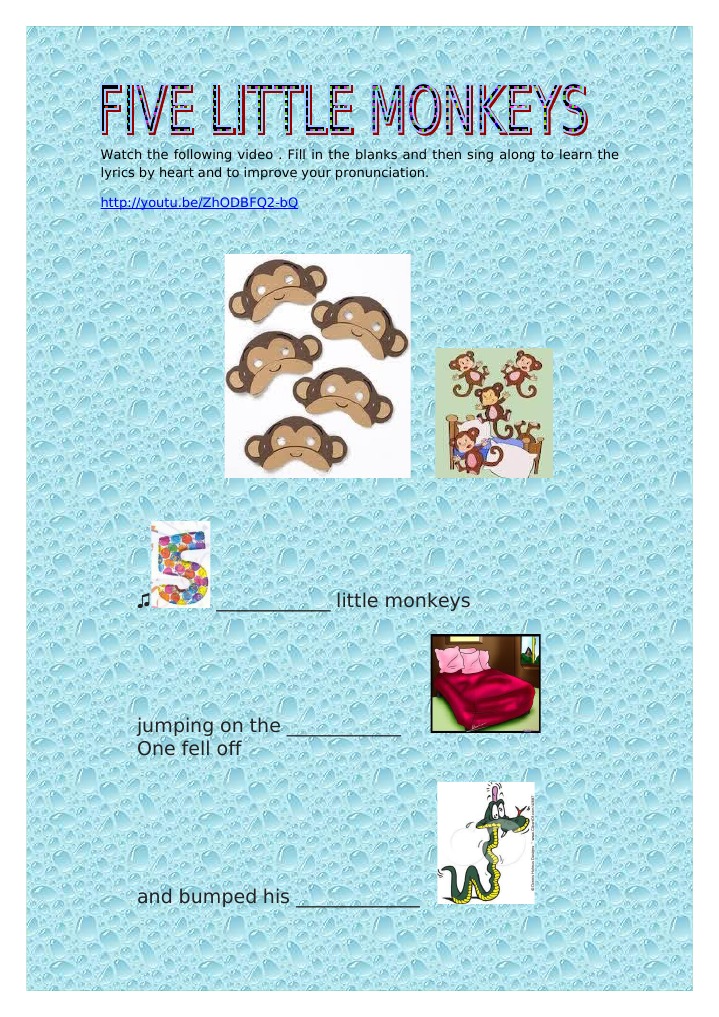 Five Little Monkeys Song Activity | PDF | Wellness
