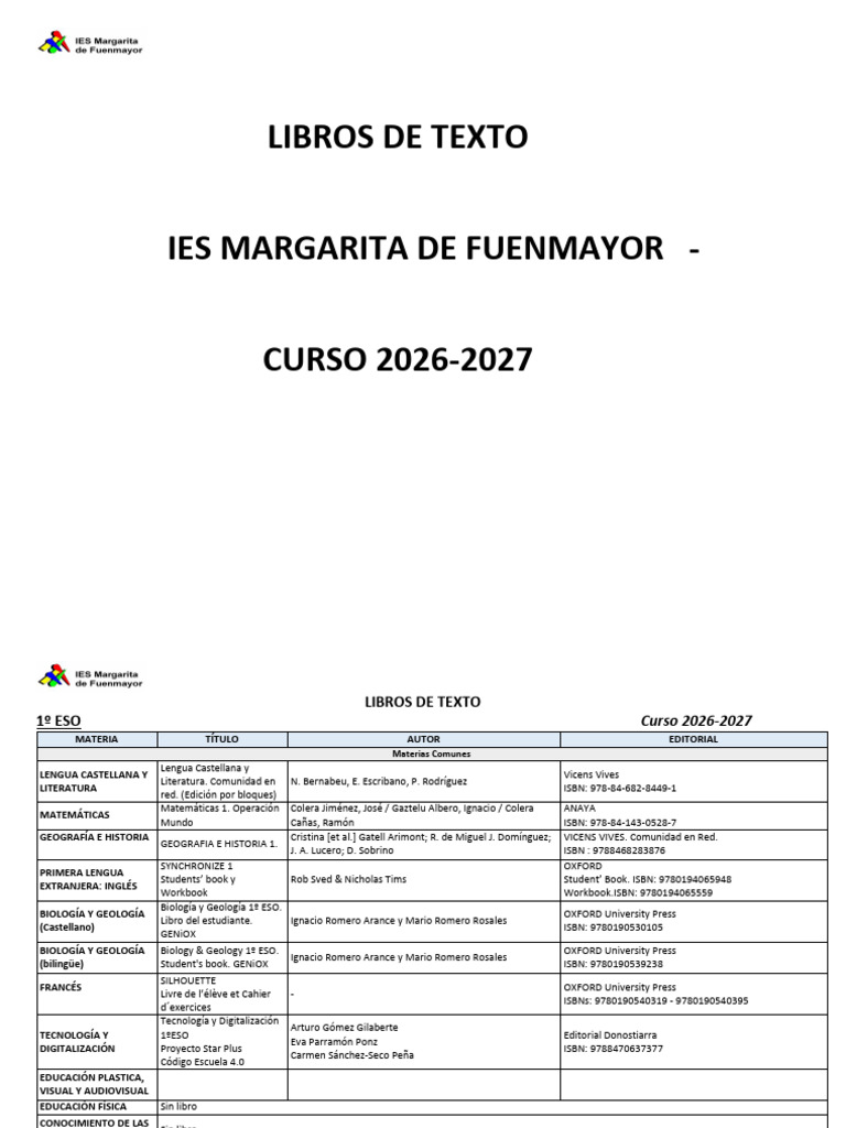 Libros de Texto 26-27 | PDF | Libro de texto | Matemáticas