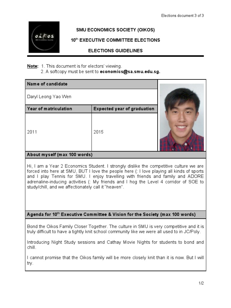 Candidate Profile - Daryl Leong Yao Wen | PDF