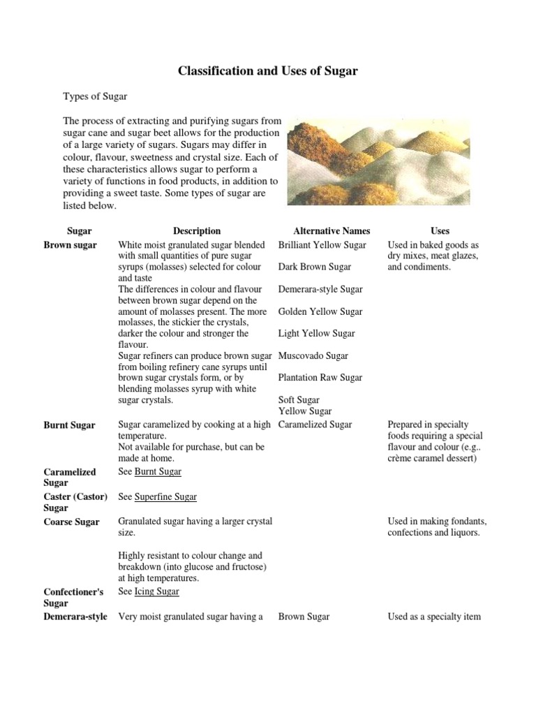 Classification and Uses of Sugar | PDF