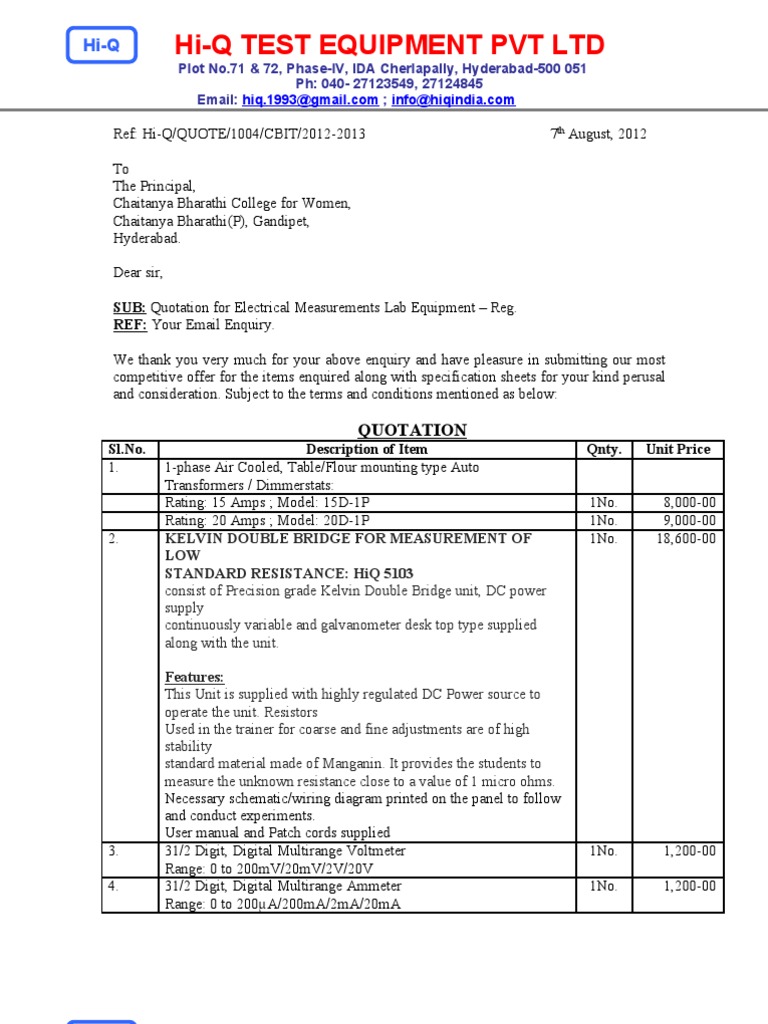 Quotation For Auto Transformers | PDF | Resistor | Electrical Engineering