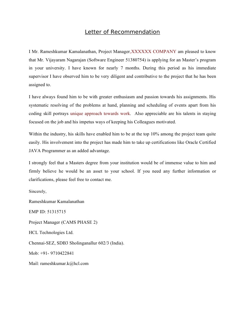Manager LOR | PDF