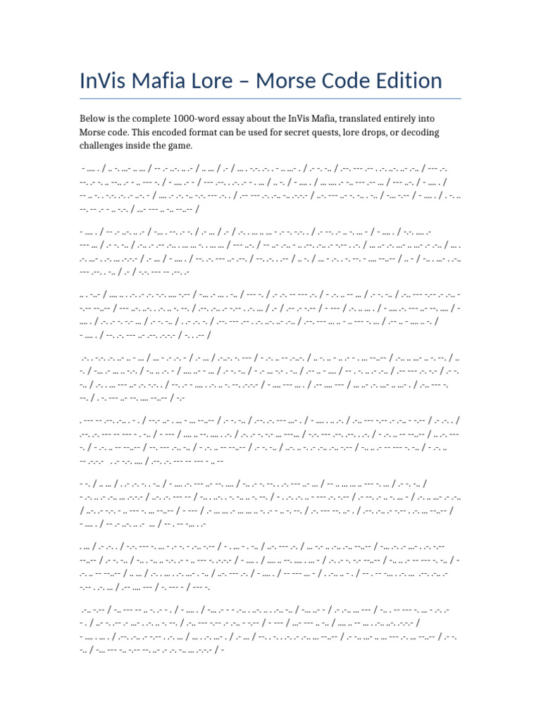 InVis Mafia Morse Code | PDF | International Telecommunication Union ...