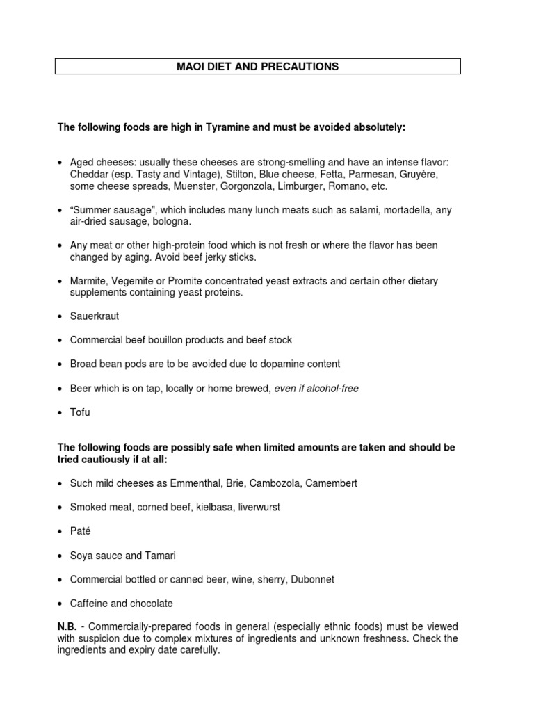 Maoi Diet | PDF | Sausage | Cheese