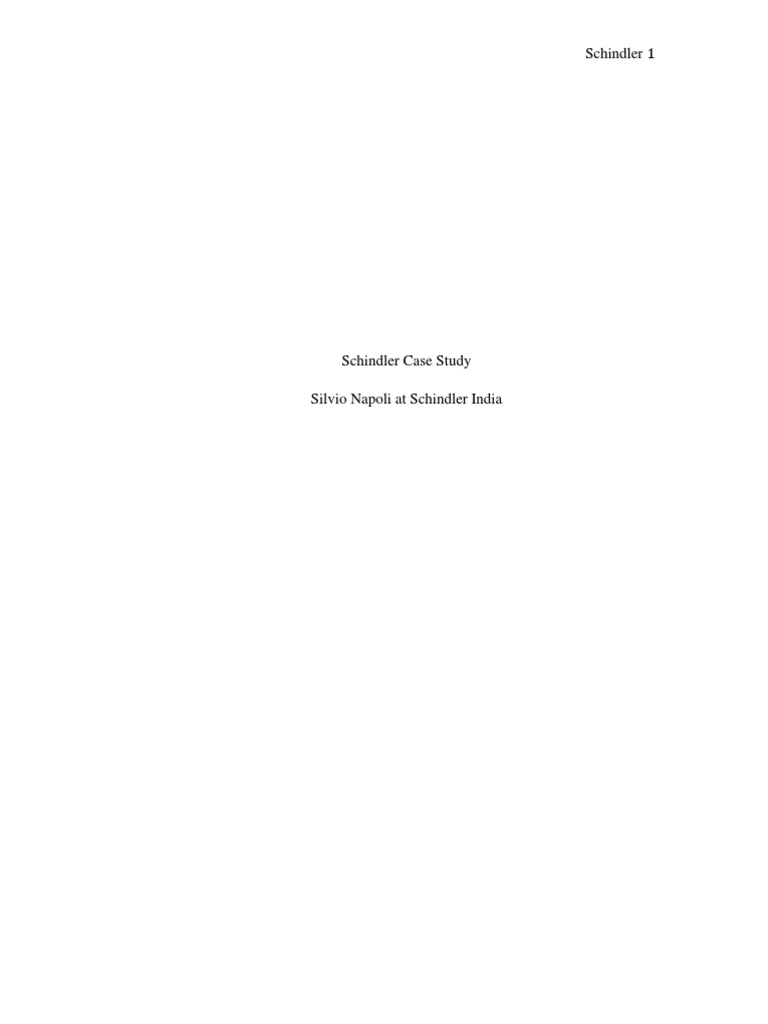 Schindler Case Study | PDF | Case Study | Market (Economics)