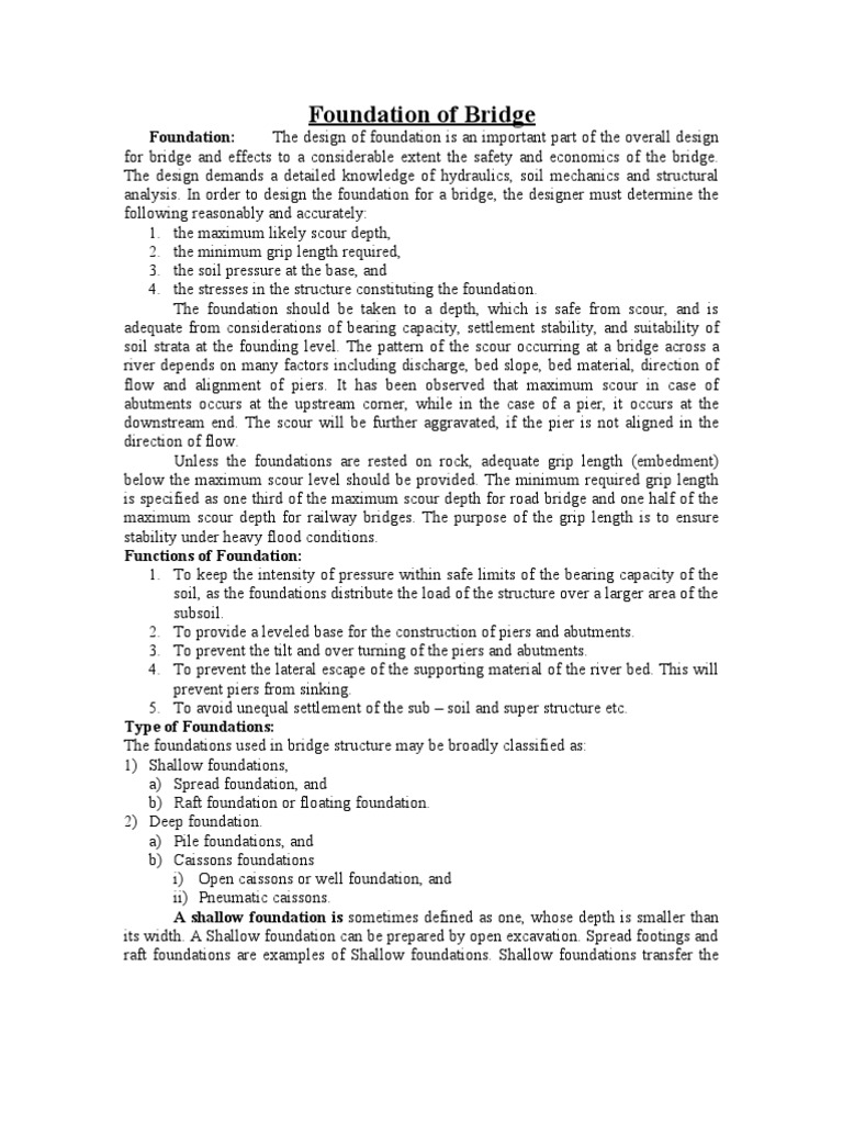 Types of Bridge Foundations Explained | PDF | Deep Foundation ...