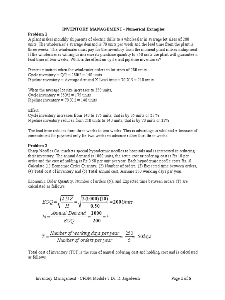 Inventory Management Problems | PDF | Inventory | Industries