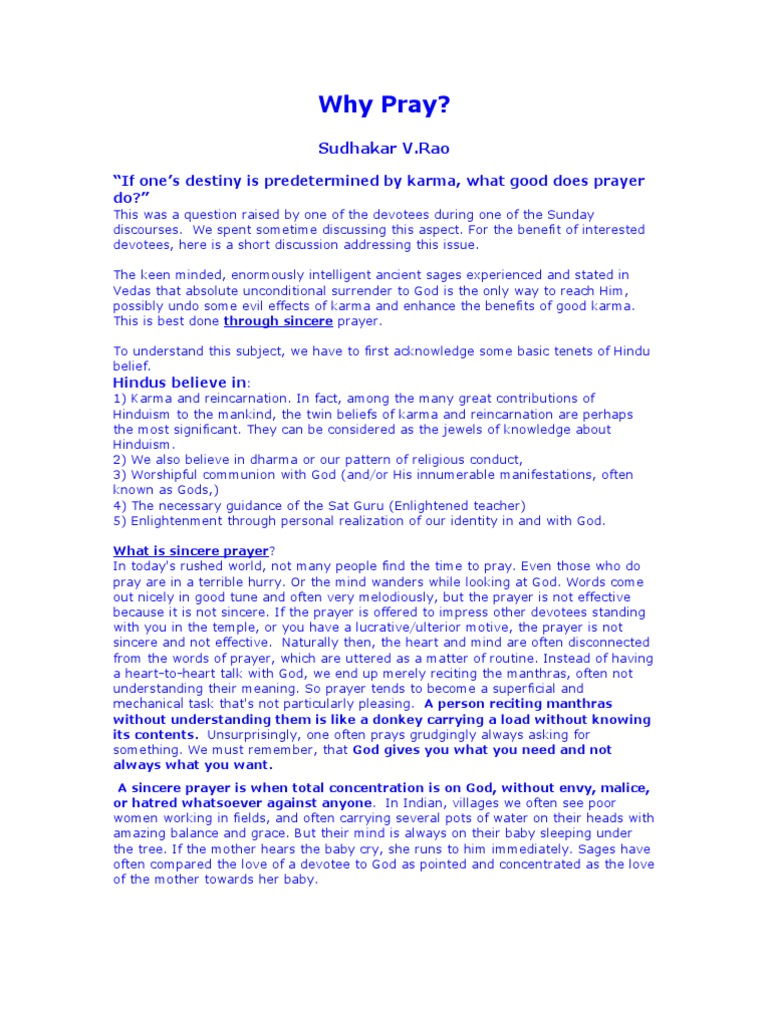 Prayer in Hinduism | PDF | Karma | Prayer