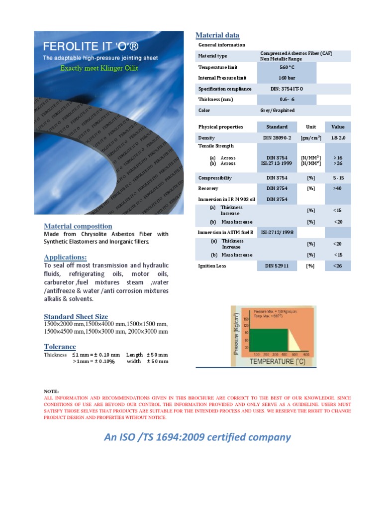 An ISO /TS 1694:2009 Certified Company: Material Data | PDF | Alcohol ...