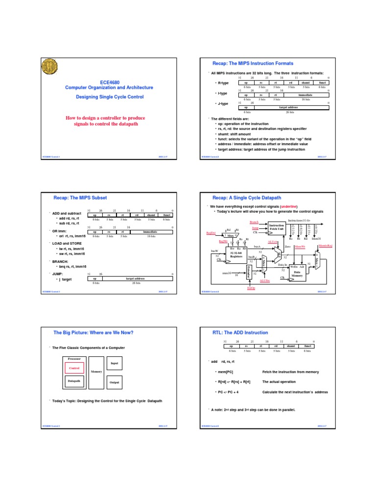 How To Design A Controller To Produce Signals To Control The Datapath | PDF | Central Processing ...