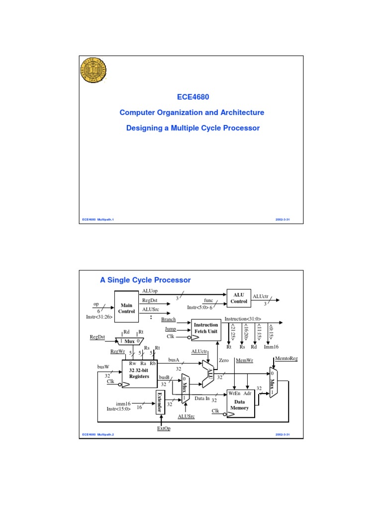 ECE4680 Computer Organization and Architecture Designing A Multiple Cycle Processor | PDF ...