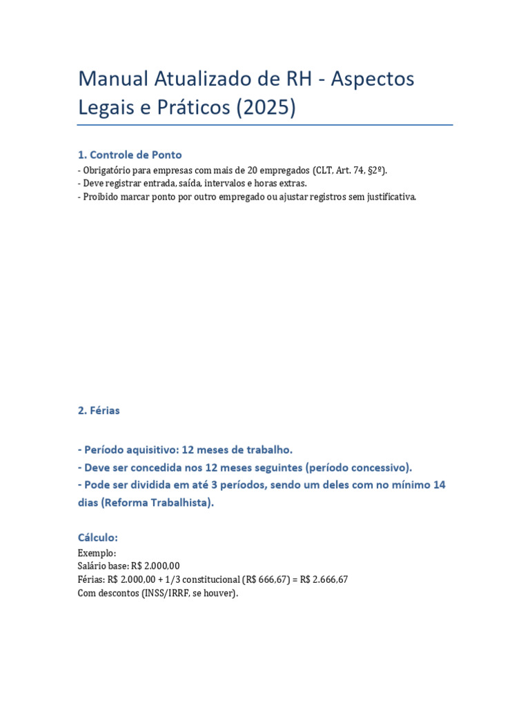 Manual_Atualizado_RH_2025 | PDF | Salário | Cálculo