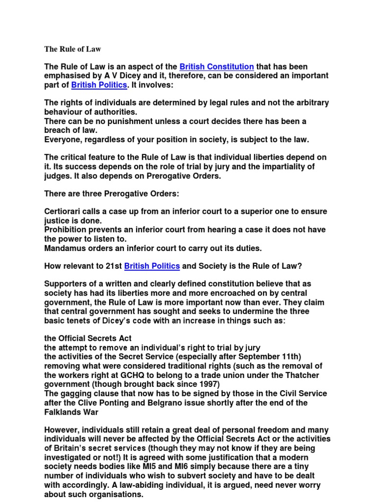The Rule of Law | PDF | Rule Of Law | Civil Liberties