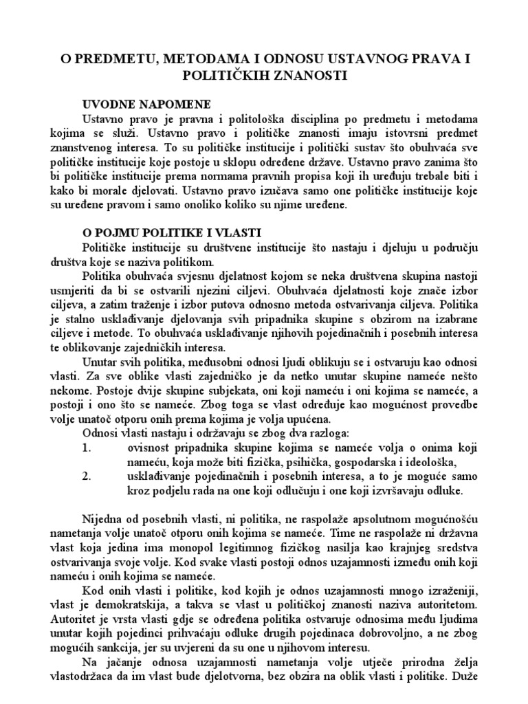 Ustavno Pravo - Cijela Skripta | PDF