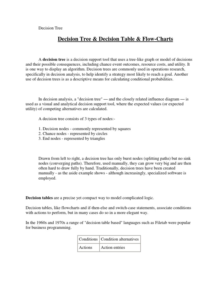 Decision Tree & Decision Table & Flow-Charts: Decision Tables Are A ...