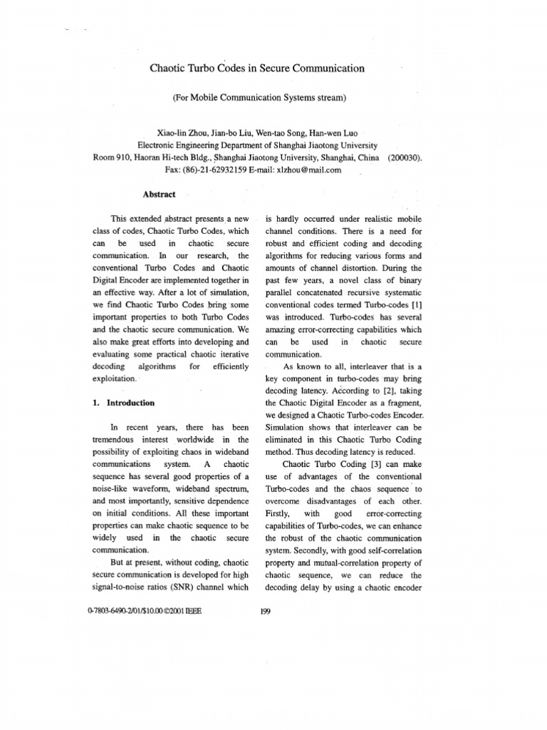 Chaotic Turbo Codes in Secure Communication: Mobile Systems | PDF | Forward Error Correction ...