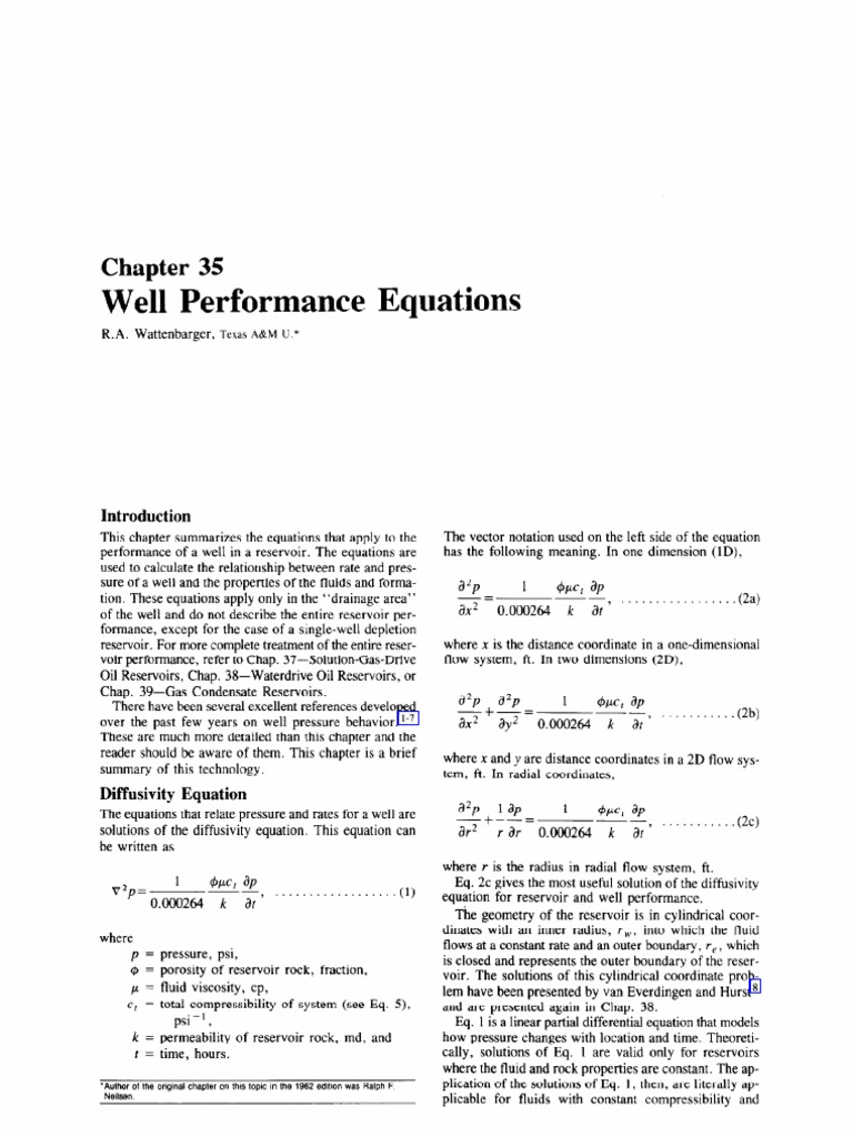 Well Performance Equations | PDF | Fluid Dynamics | Petroleum Reservoir