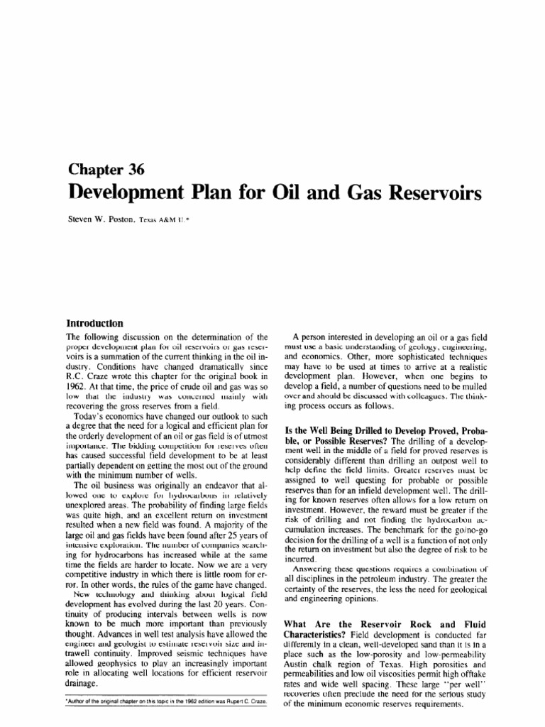 Oil and Gas Reservoir Development Plan | PDF | Petroleum Reservoir ...