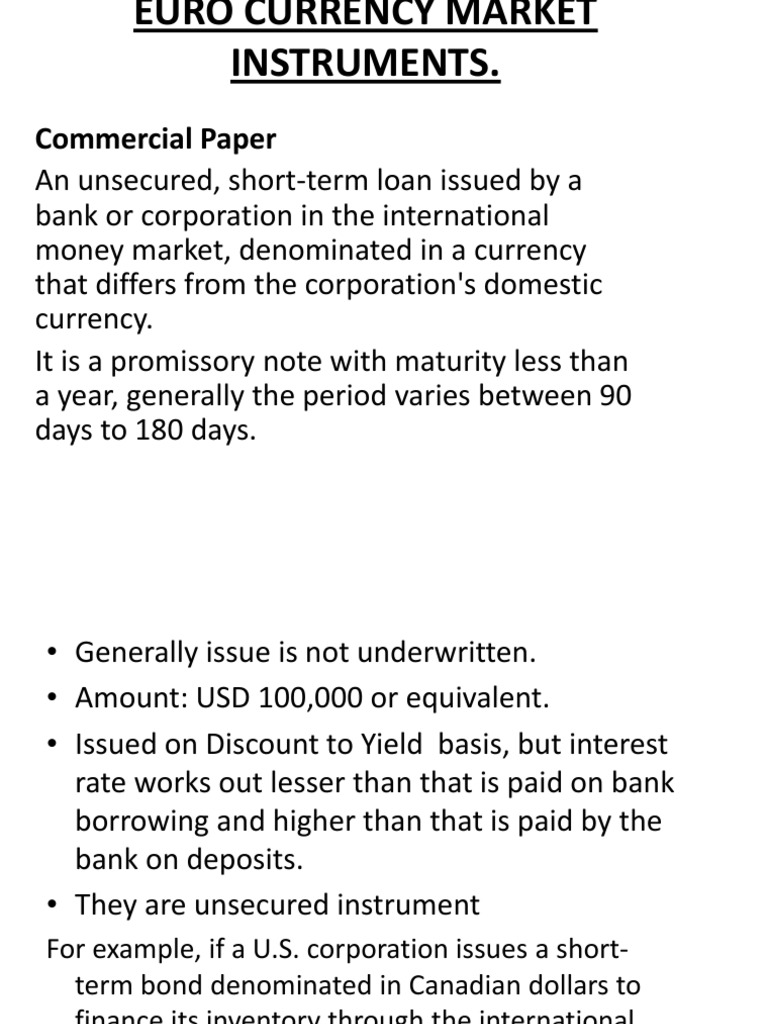Eurocurrency Market Instruments Overview | PDF | Repurchase Agreement ...
