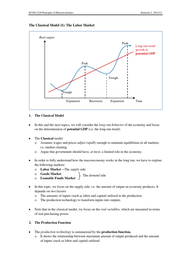 the Classical Model I | Labour Economics | Production Function