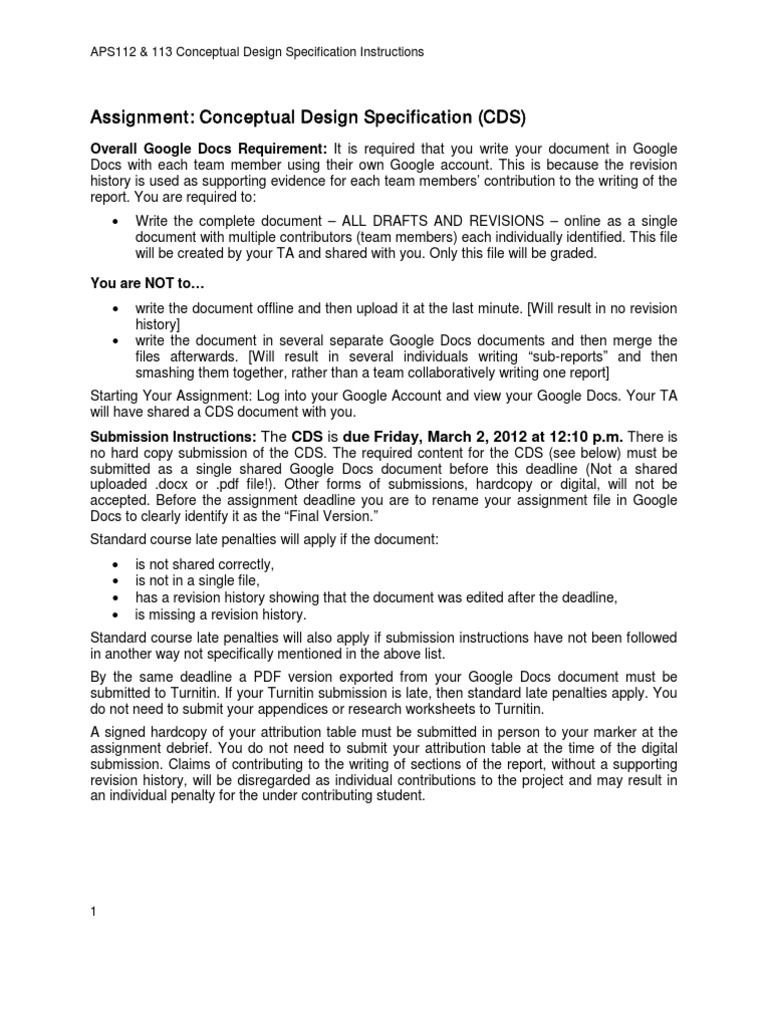 Assignment: Conceptual Design Specification (CDS) | PDF | Citation ...