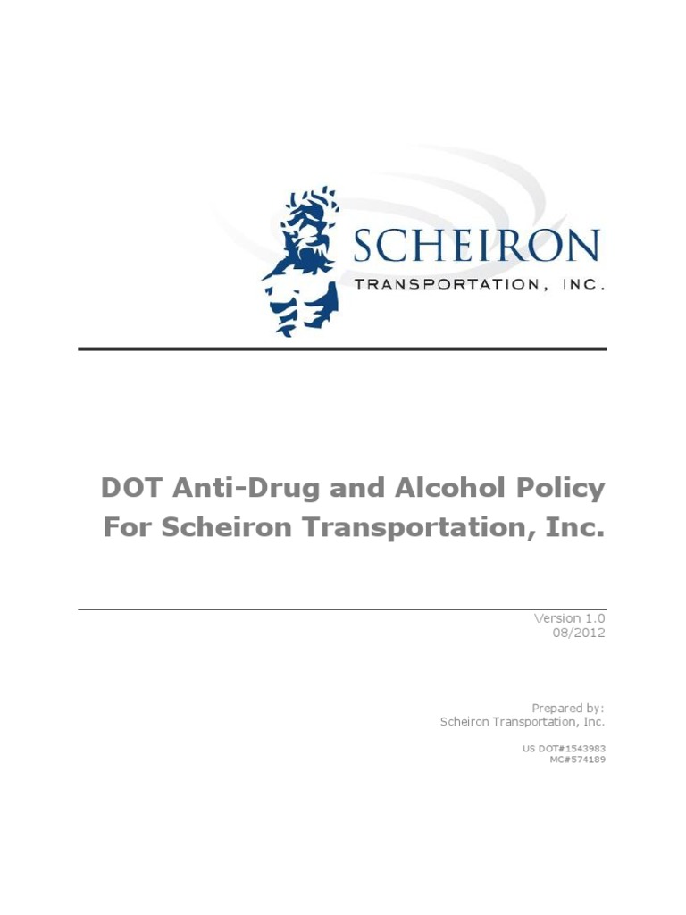 DOT Anti Drug and Alcohol Policy Scheiron Transportation Inc PDF | PDF ...