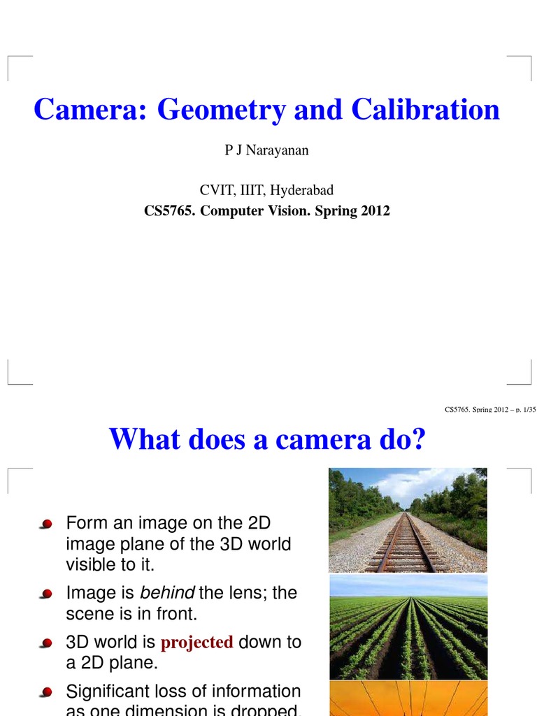 Camera: Geometry and Calibration: P J Narayanan | PDF | Cartesian ...