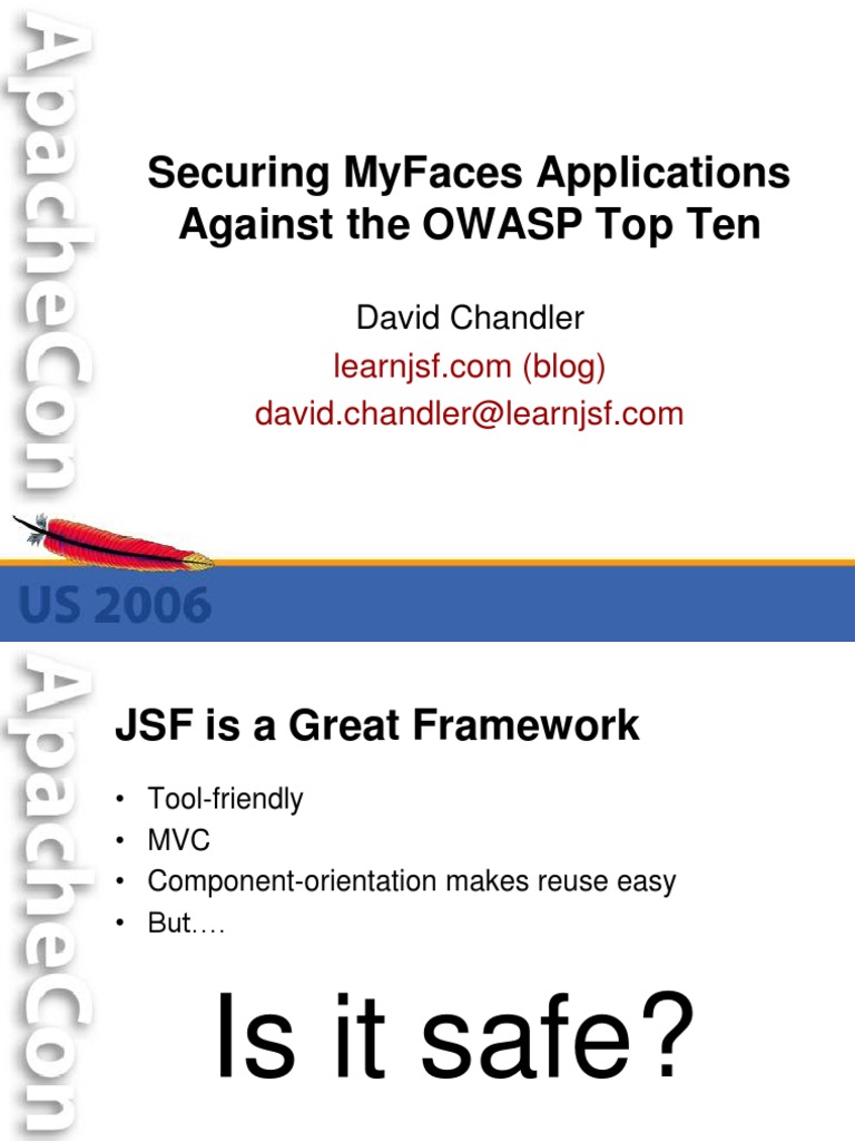 Securing MyFaces Against OWASP Risks | PDF | Java Server Faces | Computing