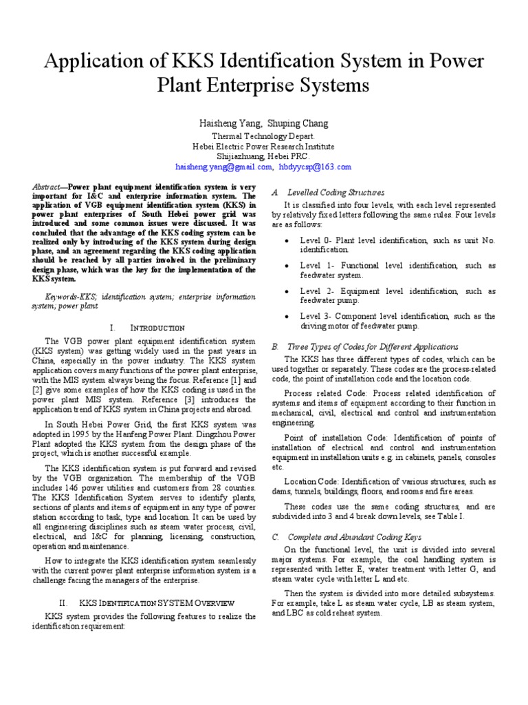 KKS Identification System Application in Power Plants | PDF | Power ...