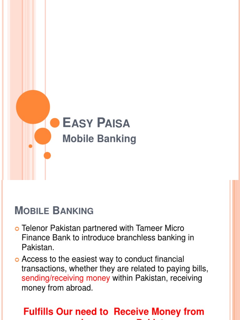 Easypaisa Mobile Banking Overview | PDF | Banks | Financial Services