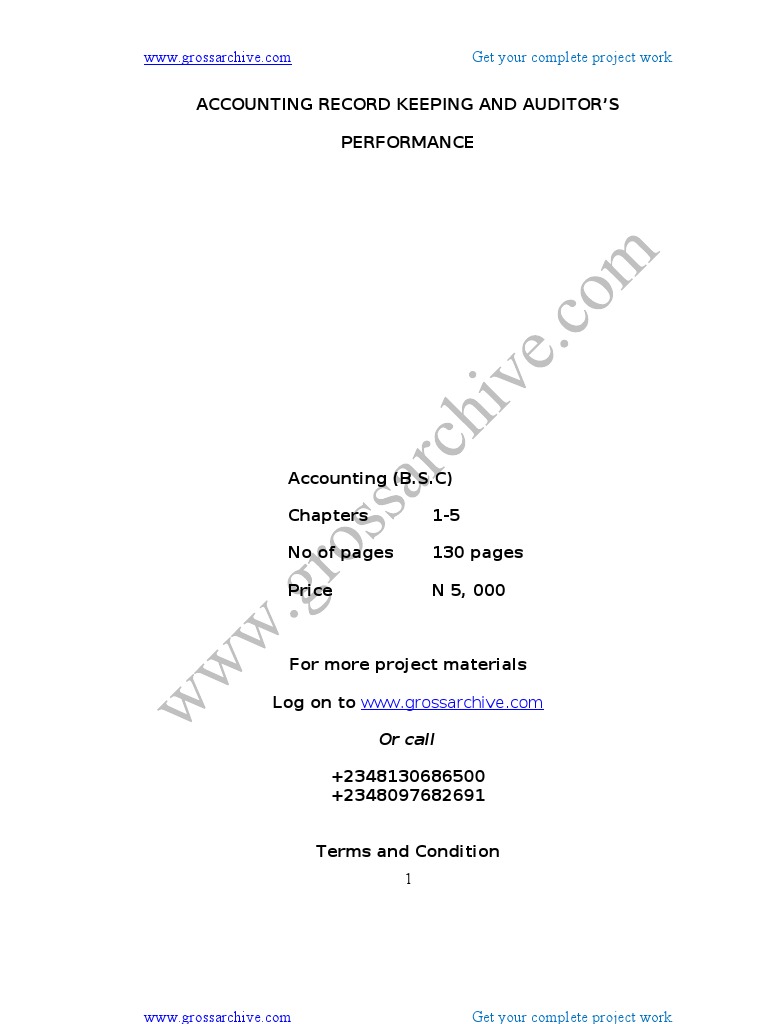 Accounting Record Keeping and Auditor's Performance | PDF | Accounting ...