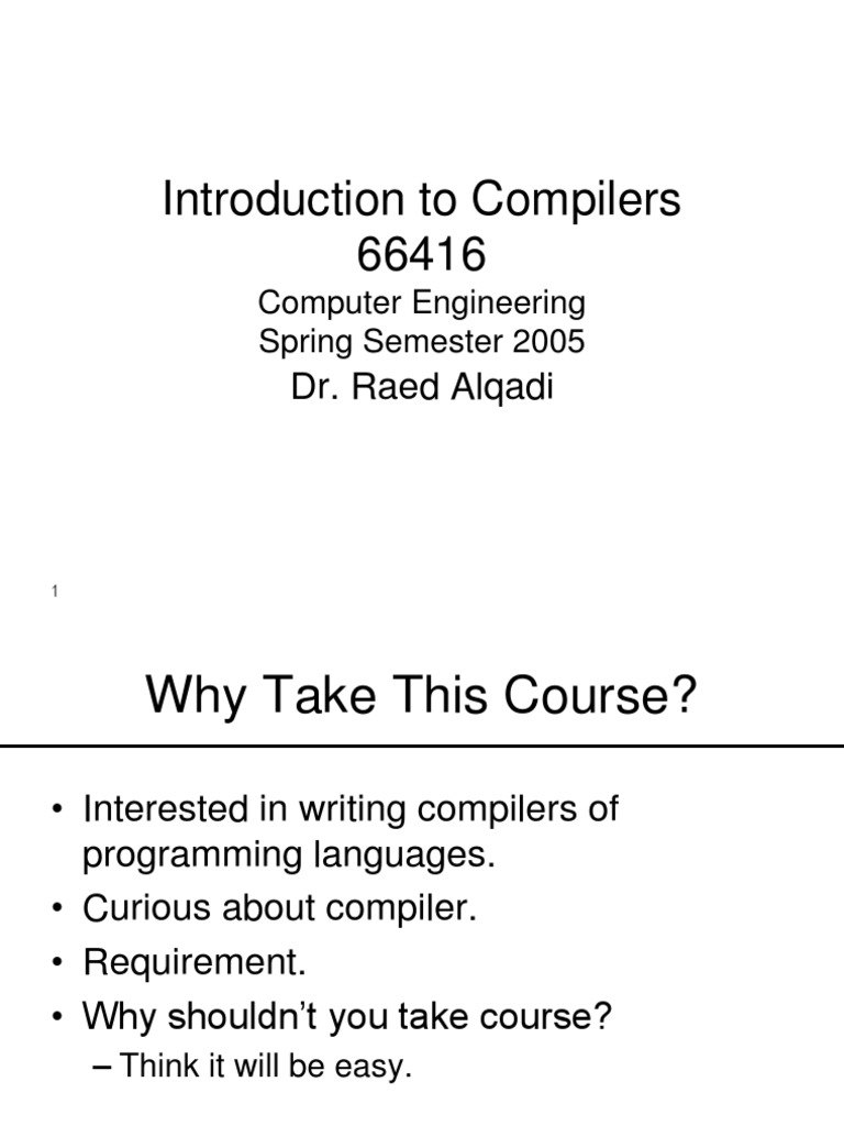 (Lec 1-3) Introduction To Compilers | PDF | Parsing | Compiler