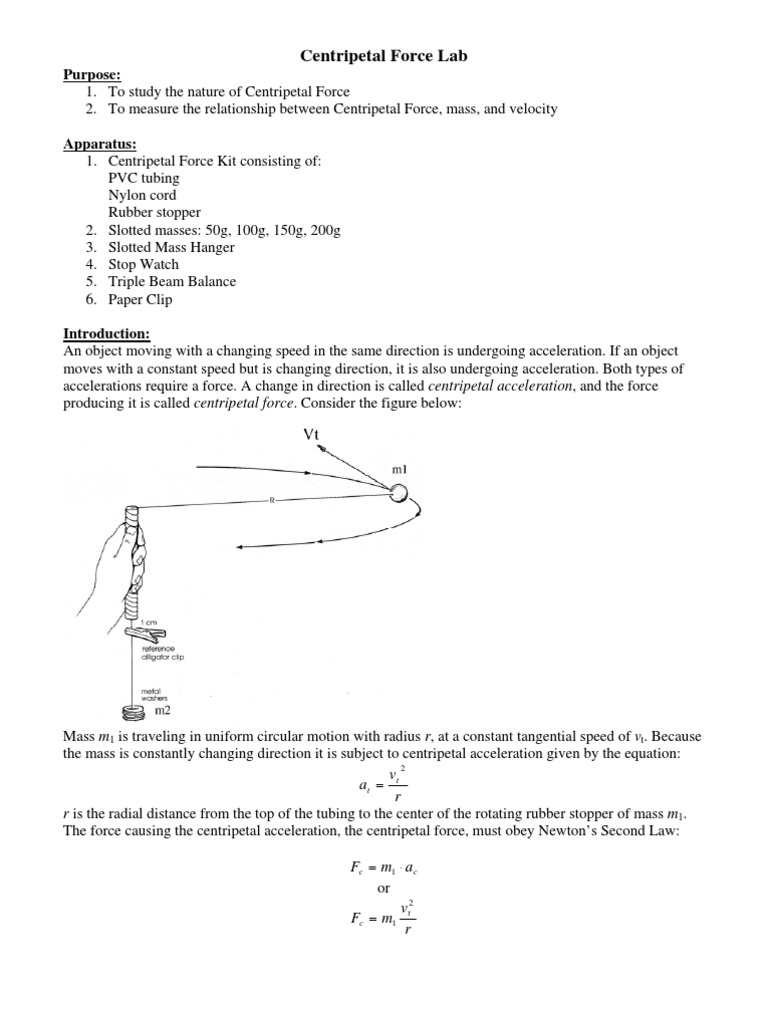 Centripetal Acceleration Lab