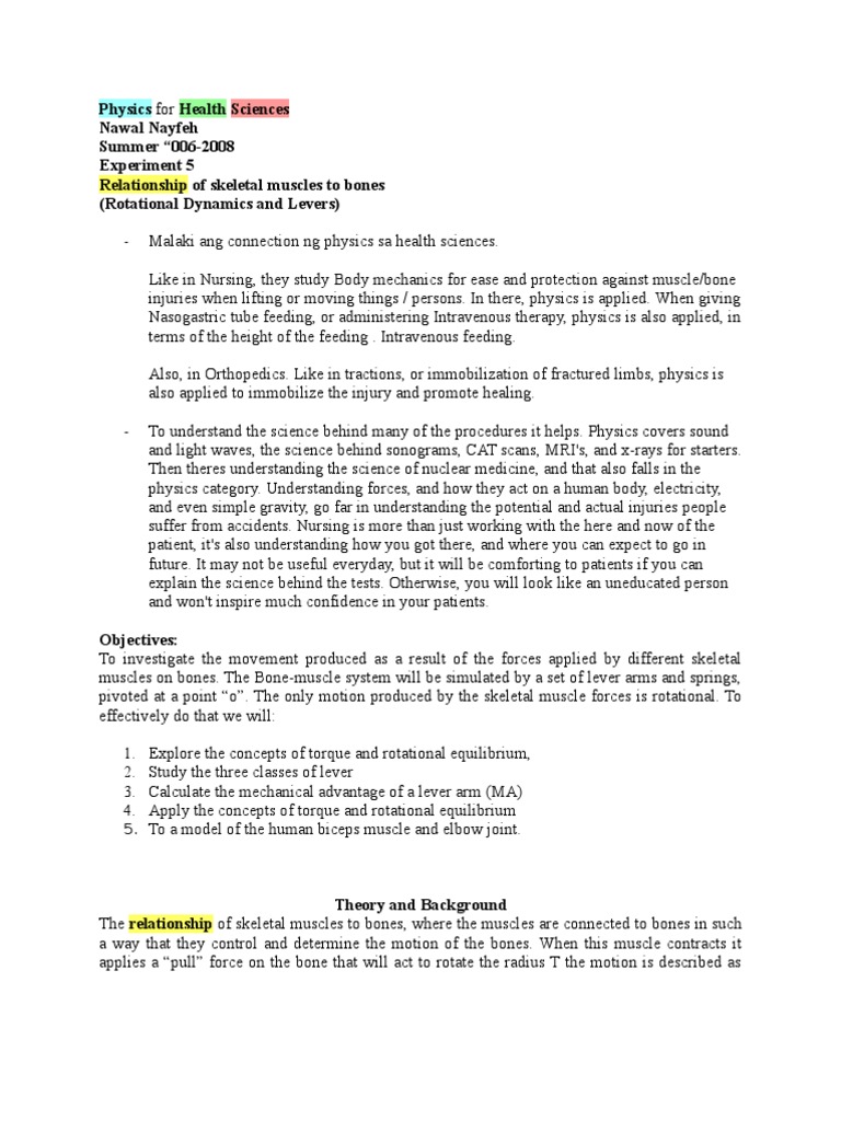 Physics For Health Sciences | PDF | Lever | Torque