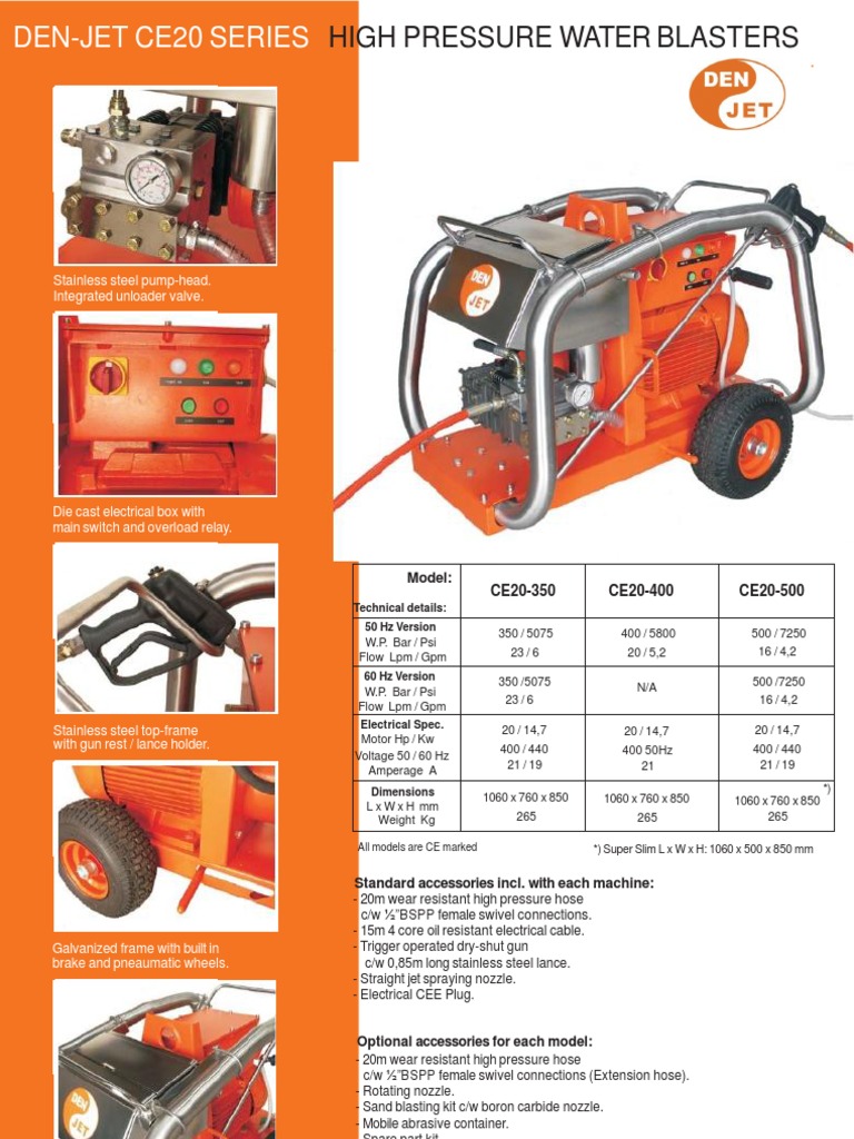 DEN-JET CE20 SERIES HIGH PRESSURE WATER BLASTERS | PDF | Mechanical ...