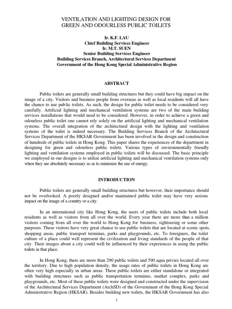 Designing Odourless Public Toilets | PDF | Lighting | Ventilation ...