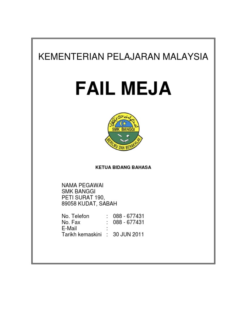 Fail Meja Ketua Bidang | PDF