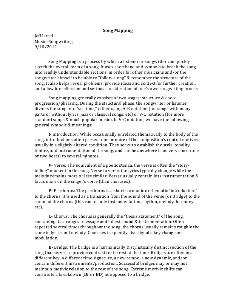 song mapping | Song Structure | Songs