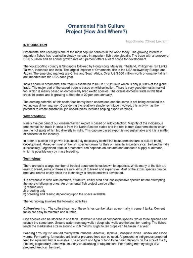 Ornamental Fish Culture | PDF | Fishkeeping | Aquarium