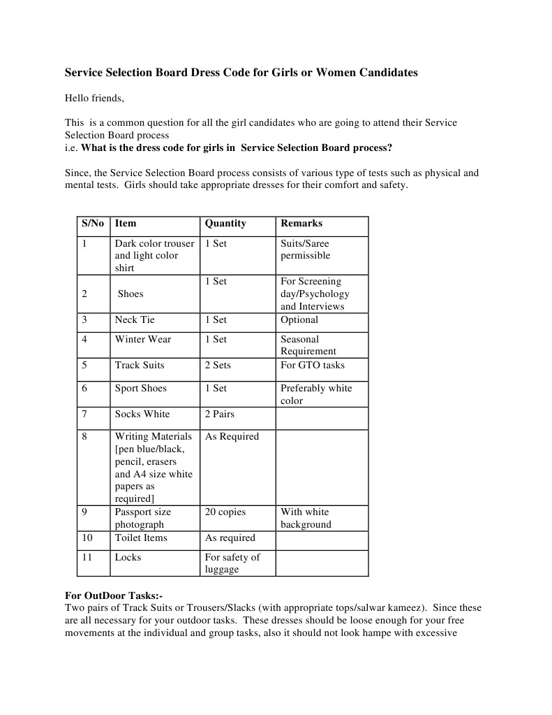 SSB Dress Code Guide for Women | PDF | Sports & Recreation | Lifestyle
