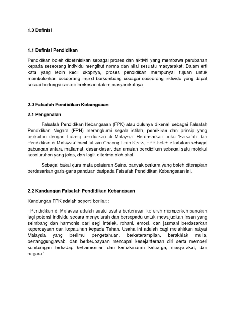 Falsafah Pendidikan Kebangsaan Pdf