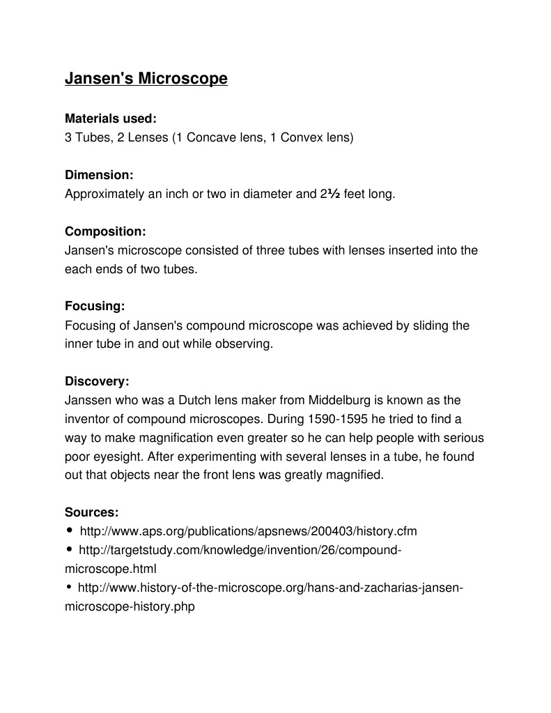 Jansen's Compound Microscope Overview | PDF | Science & Mathematics