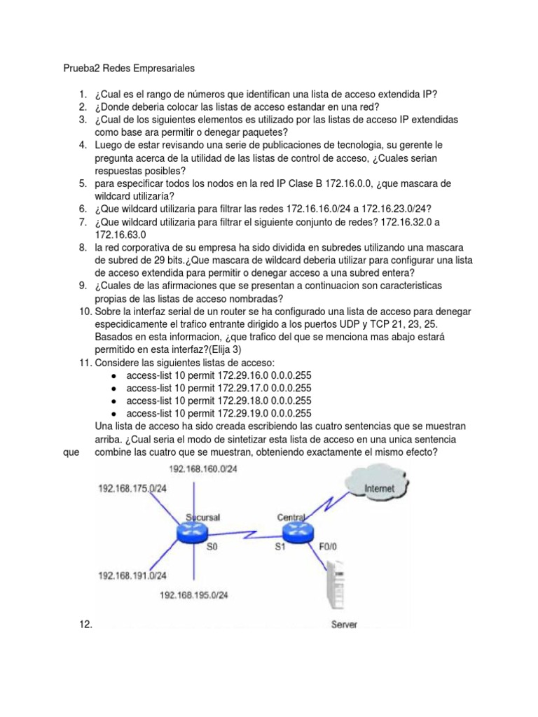 Solucionario Redes Empresariales | PDF | Dirección IP | Red de computadoras
