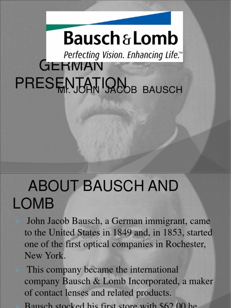 German Presentation: Mr. John Jacob Bausch | PDF | Lenses | Optics