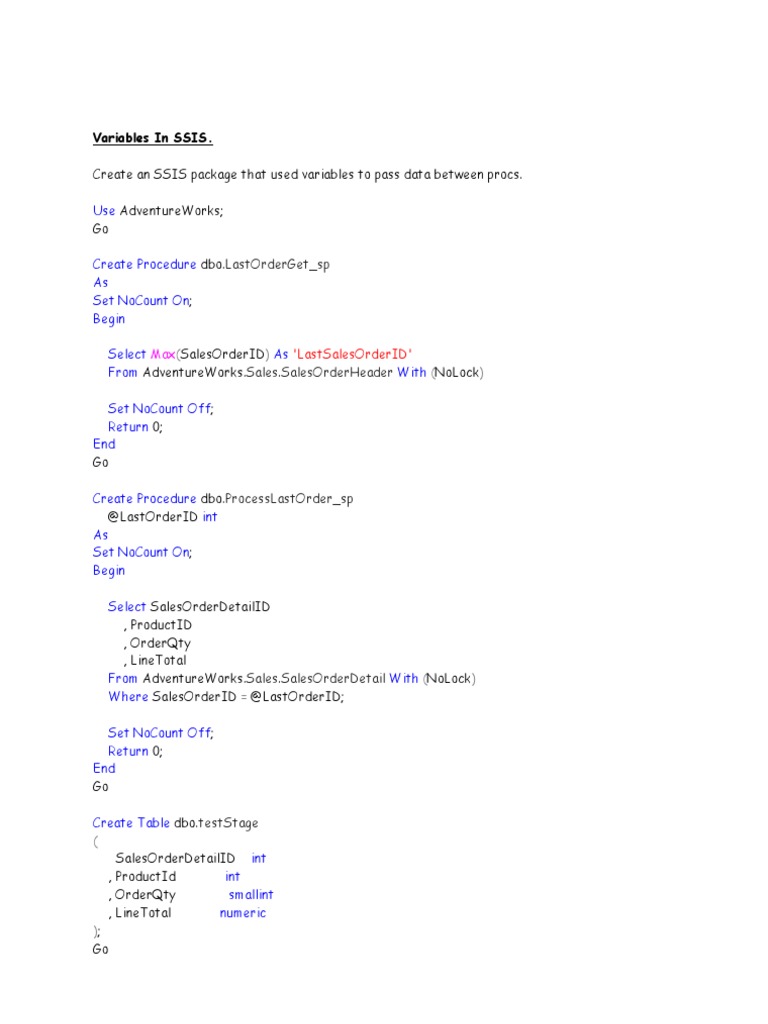 Variables in SSIS | PDF | Sql | Variable (Computer Science) Variables in SSIS | PDF | Sql | Variable (Computer Science)