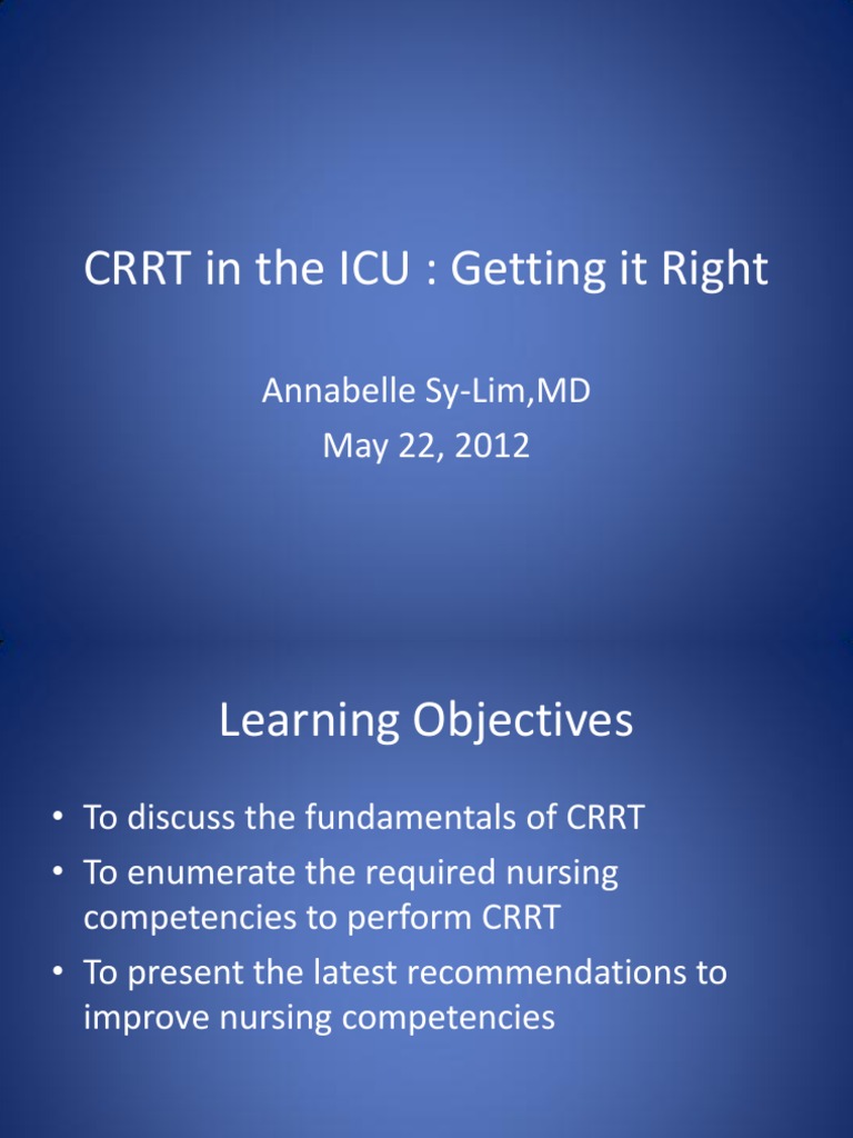 CRRT Essentials for ICU Nurses | PDF | Competence (Human Resources ...