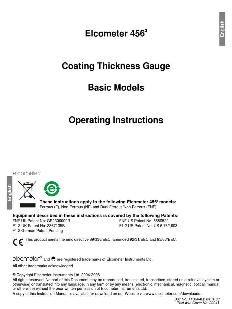 Elcometer 456 MK 3 DFTG - Operating Instructions - Basic - With ...