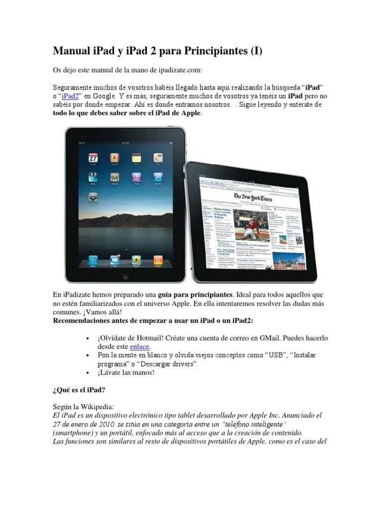Manual iPad y iPad 2 Para Principiantes | App Store (I Os) | Ios
