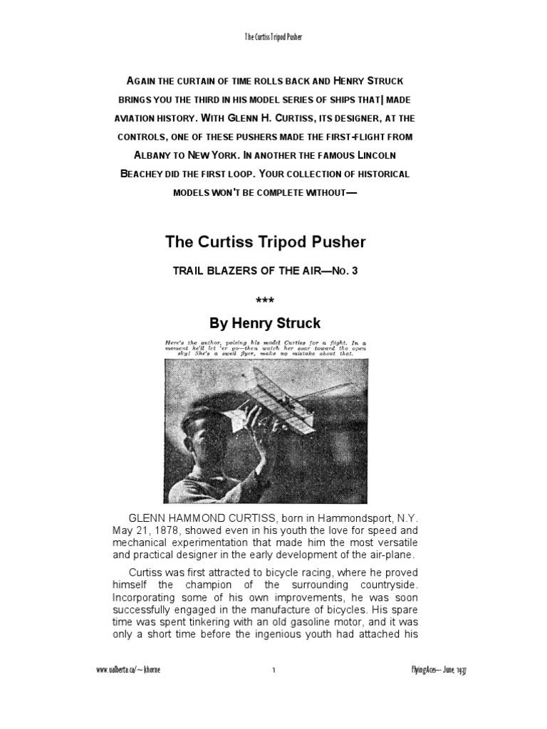 Curtiss Model D Pusher | PDF | Aerospace | Aeronautics
