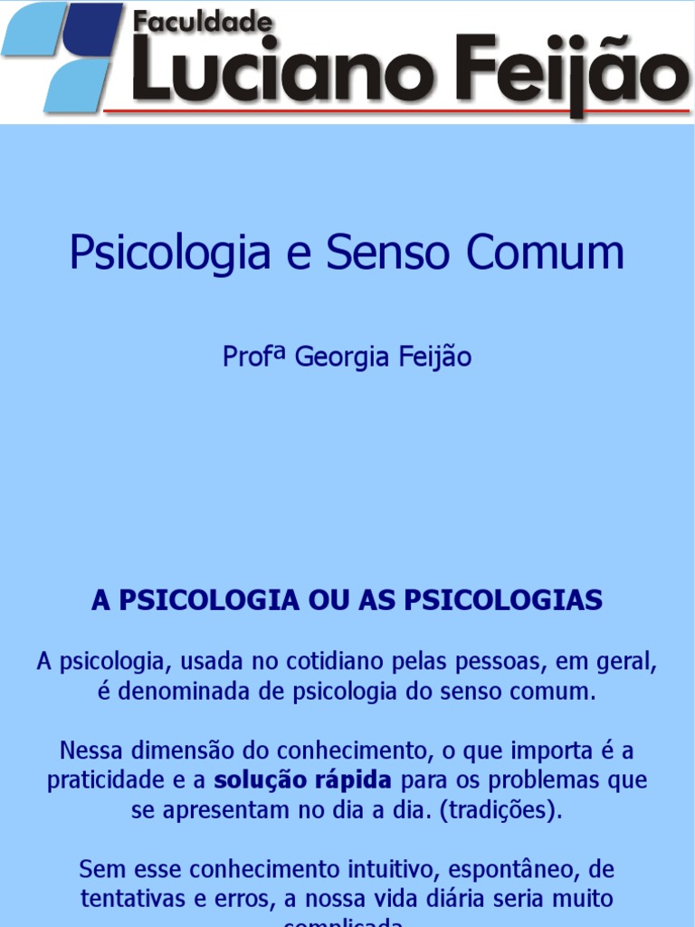 Psicologia e Senso Comum | PDF | Psicologia | Science